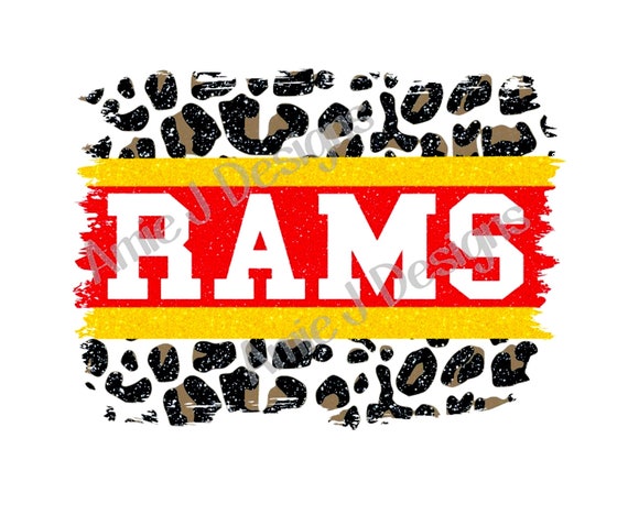 Red Yellow Rams Distressed Center Glitter Leopard Distressed | Etsy