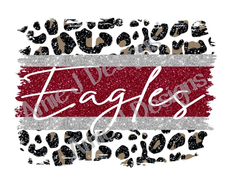 Eagles Cursive Maroon Silver Center Glitter Leopard Distressed - Etsy