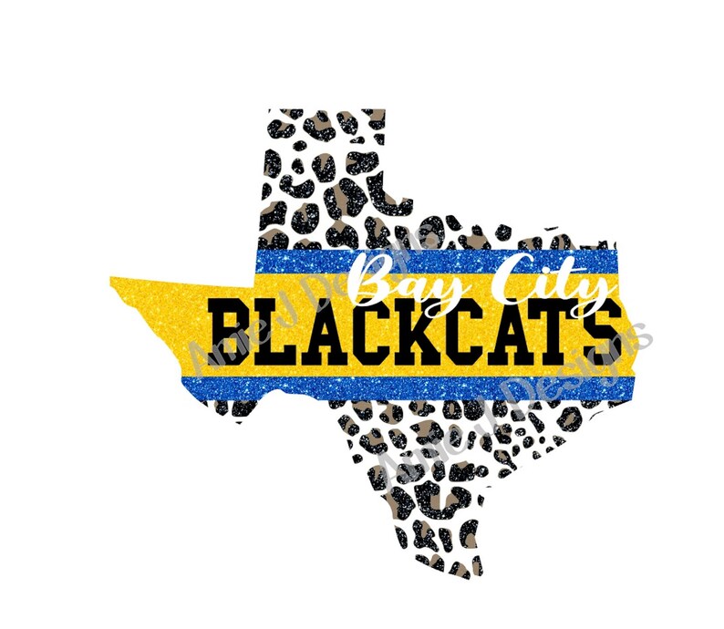 Bay City Blackcats Blue and Yellow Glitter Texas PNG | Etsy