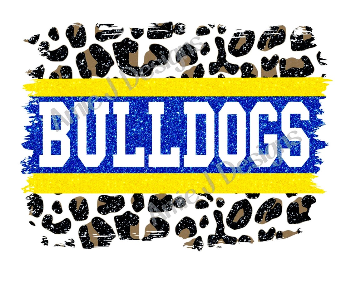 Bulldogs Yellow Blue Center Glitter Leopard Distressed - Etsy
