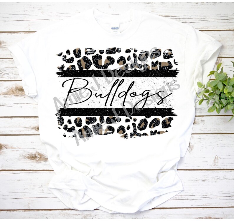 Black White Bulldogs Cursive Center Glitter Leopard Distressed | Etsy