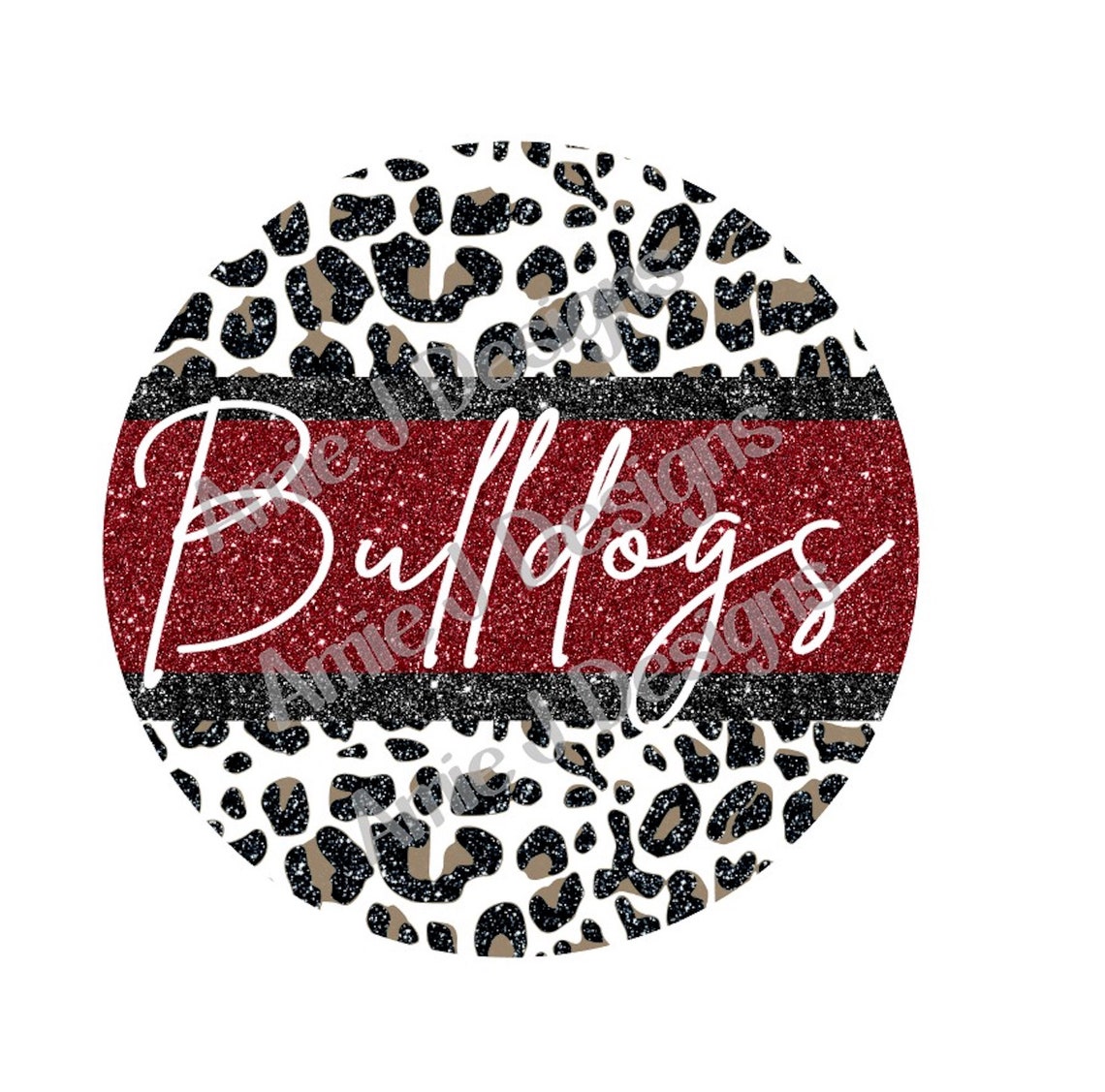 Maroon Bulldogs Cursive Center Glitter Leopard Distressed | Etsy