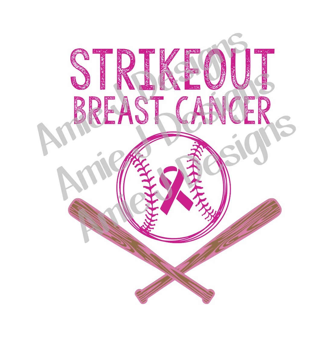 Strike Out Breast Cancer Breast Cancer Awareness Baseball Softball PNG Sublimation Design ...