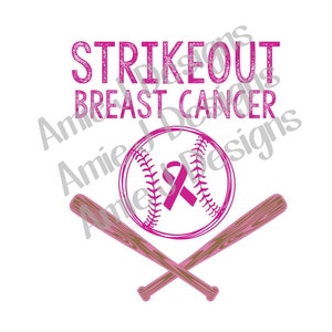 Strike Out Breast Cancer Breast Cancer Awareness Baseball Softball PNG Sublimation Design ...