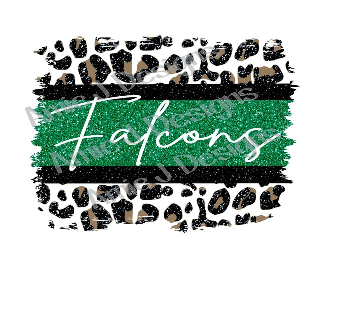 Falcons Cursive Green and Black Distressed Center Glitter - Etsy