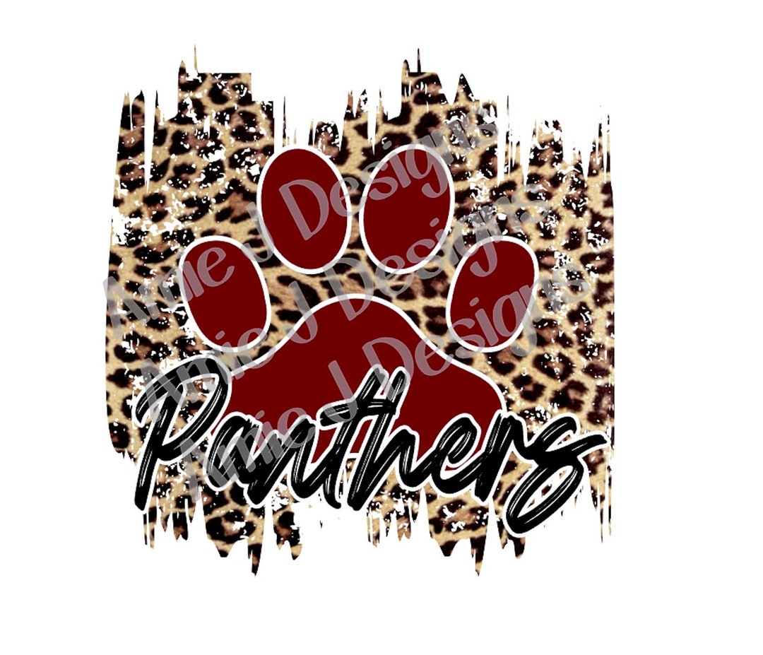 Panthers Maroon Paw Distressed Leopard Backdrop PNG - Etsy