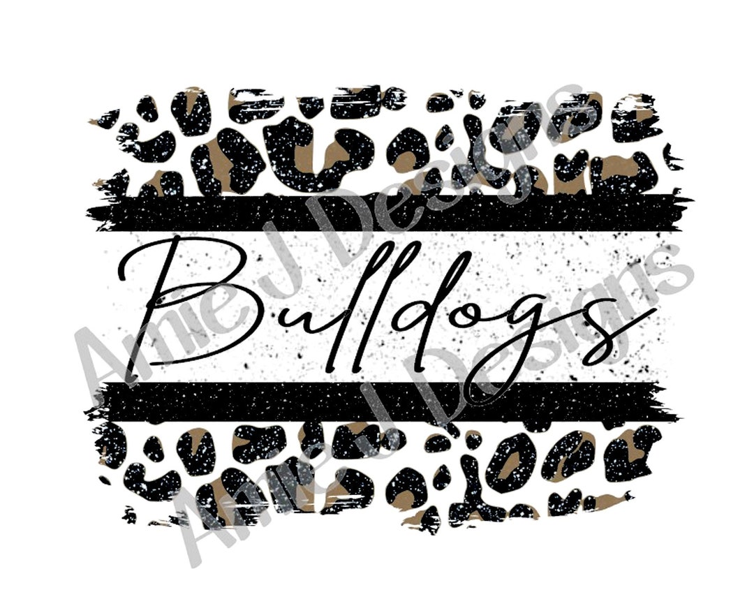 Black White Bulldogs Cursive Center Glitter Leopard Distressed - Etsy