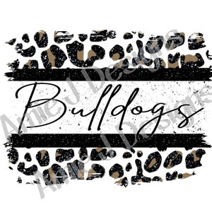 Black White Bulldogs Cursive Center Glitter Leopard Distressed - Etsy