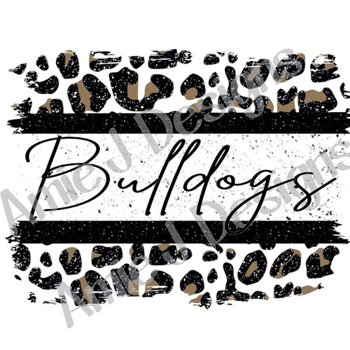 Black White Bulldogs Cursive Center Glitter Leopard Distressed - Etsy