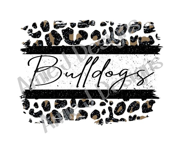 Black White Bulldogs Cursive Center Glitter Leopard Distressed | Etsy
