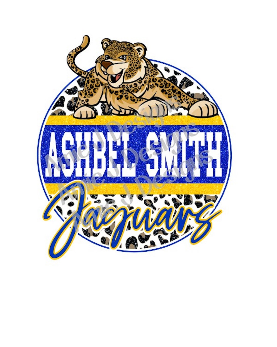 Ashbel Smith Elementary Jaguars Mascot Version Glitter Texas - Etsy