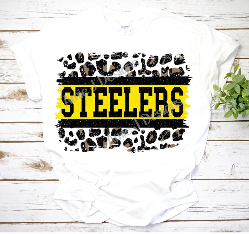 Steelers Yellow Black Distressed Glitter Leopard Distressed - Etsy