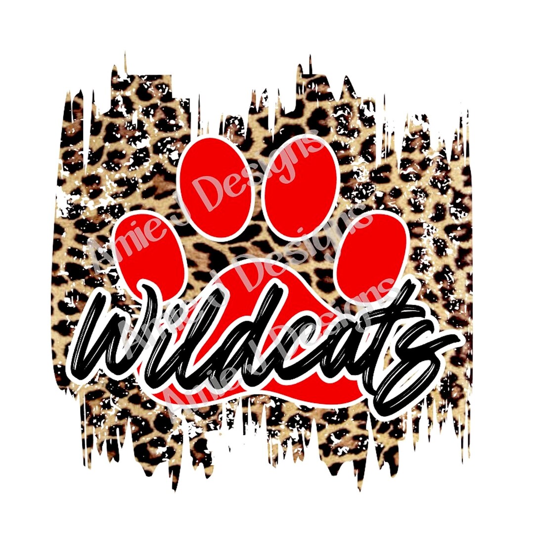Wildcats Red Distressed Leopard Backdrop PNG Sublimation Design Digital ...