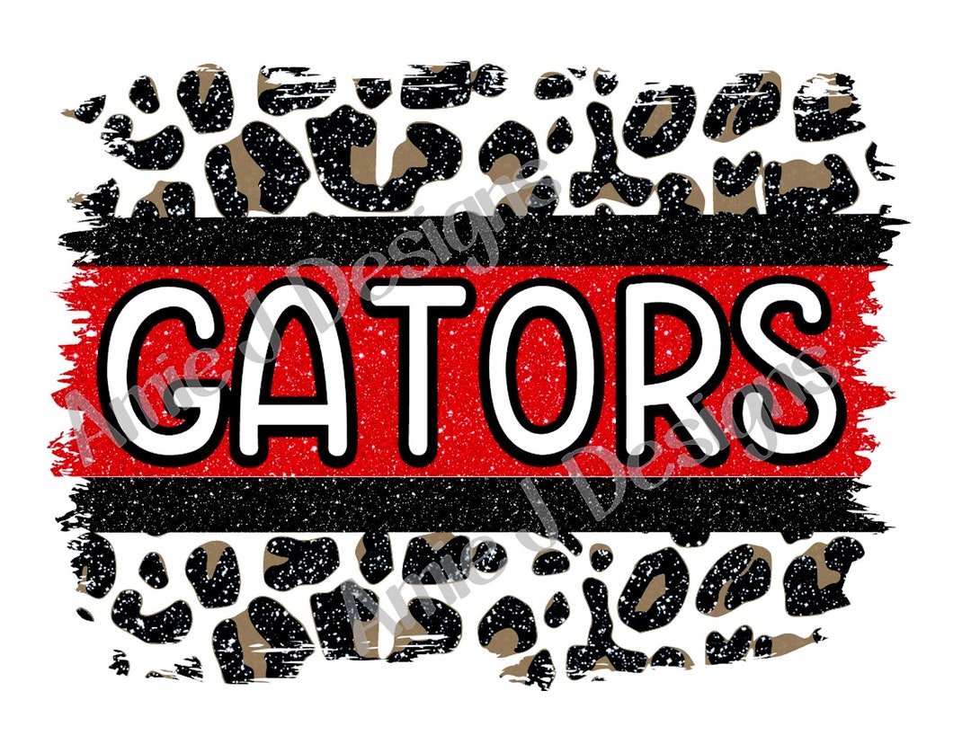 Gators Red Black Center Glitter Leopard Distressed Rectangle PNG ...