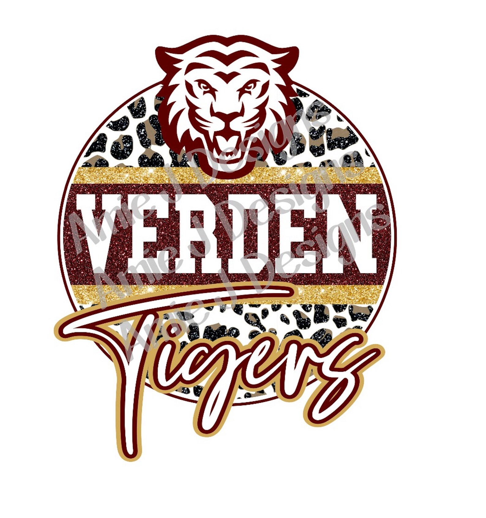Verden Tigers Oklahoma Mascot Version Glitter Texas PNG - Etsy
