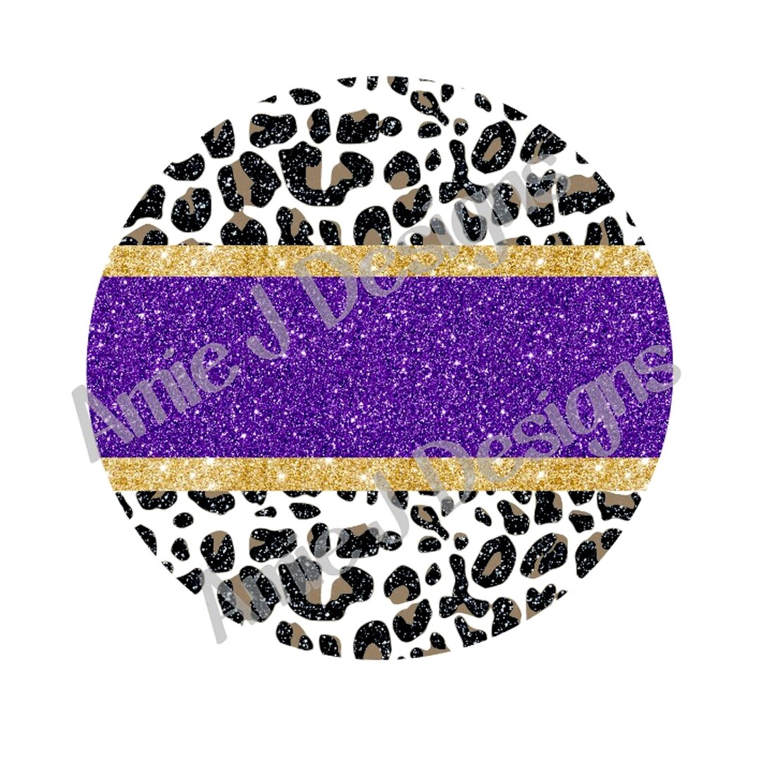 Purple Gold Glitter Leopard Circle PNG Sublimation Design Digital ...