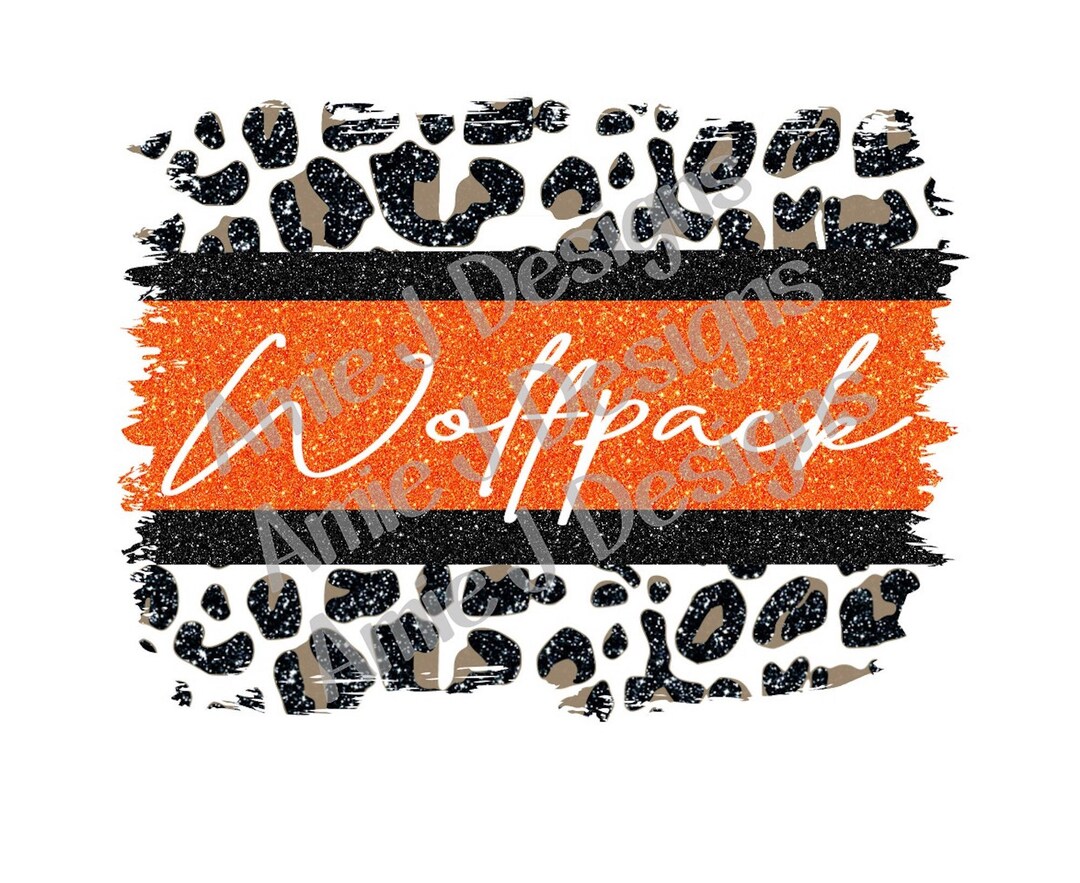 Wolfpack Orange Cursive Distressed Center Glitter Leopard - Etsy