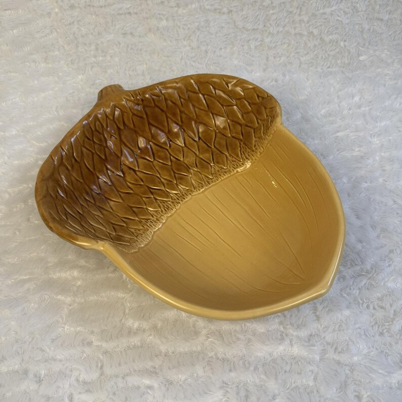 Vintage Ceramic Acorn Shape Serving Dish Large Candy Bowl Harvest Fall ...