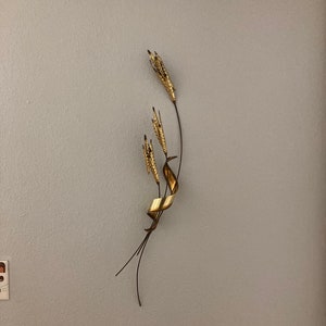 Metal Wheat Wall Sculpture, Brass Wall Decor, Wheat, Mid Century Wall ...