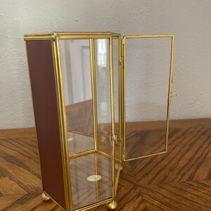 Vintage Brass and Glass Curio Cabinet, Glass Trinket Box, Glass Jewelry ...