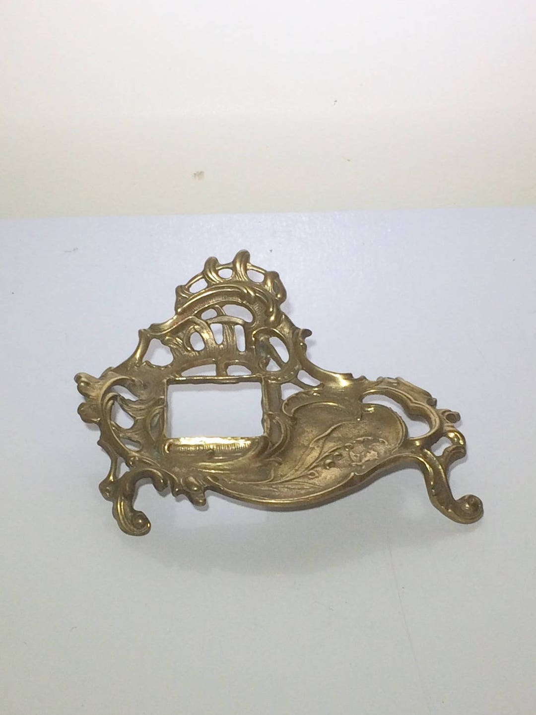 Vintage Brass Inkwell, Ink Well Stand, Ornate Inkwell, Art Nouveau ...