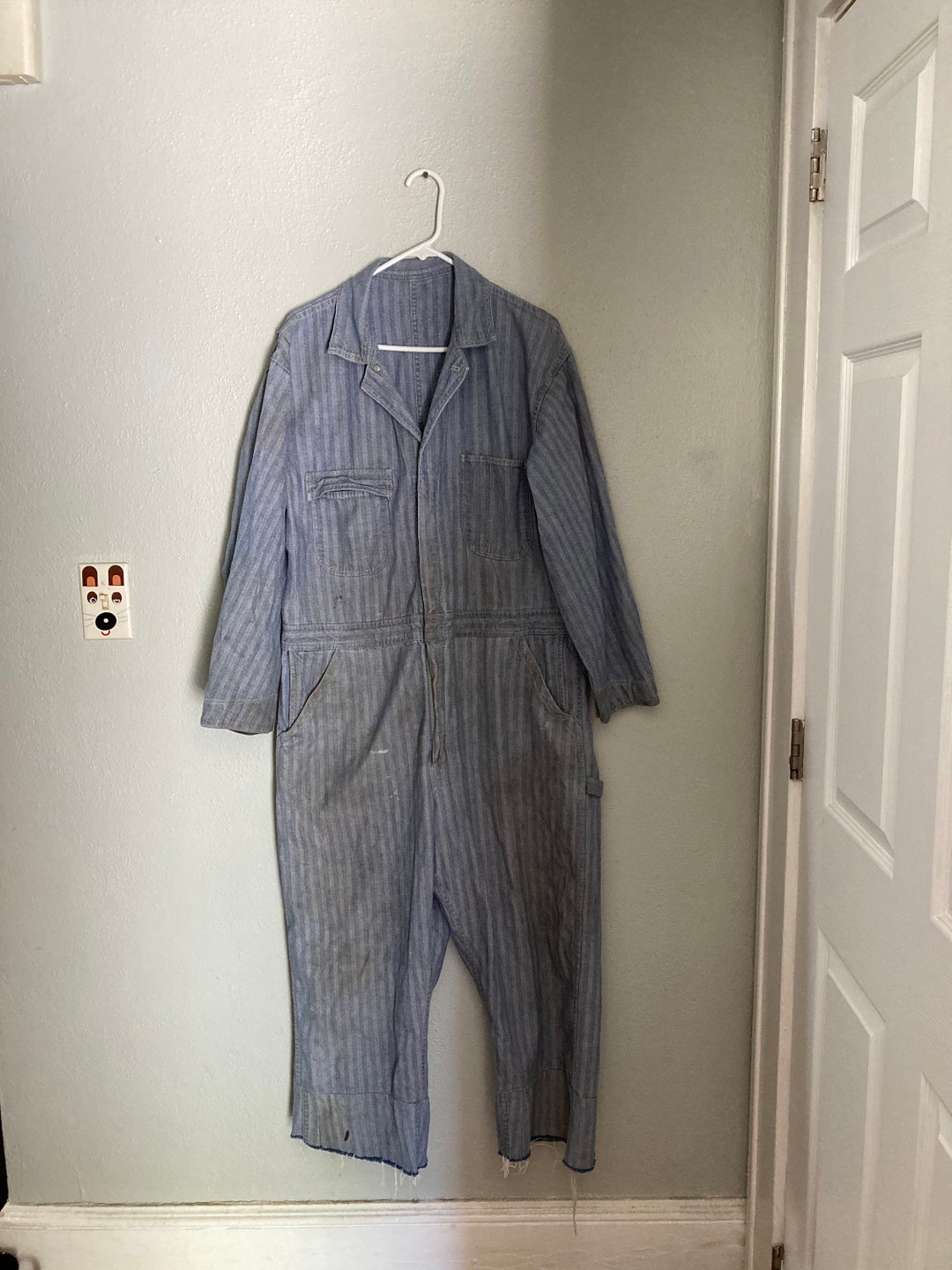 Denim Coveralls, Vintage Striped Denim Coveralls, Herringbone Denim ...