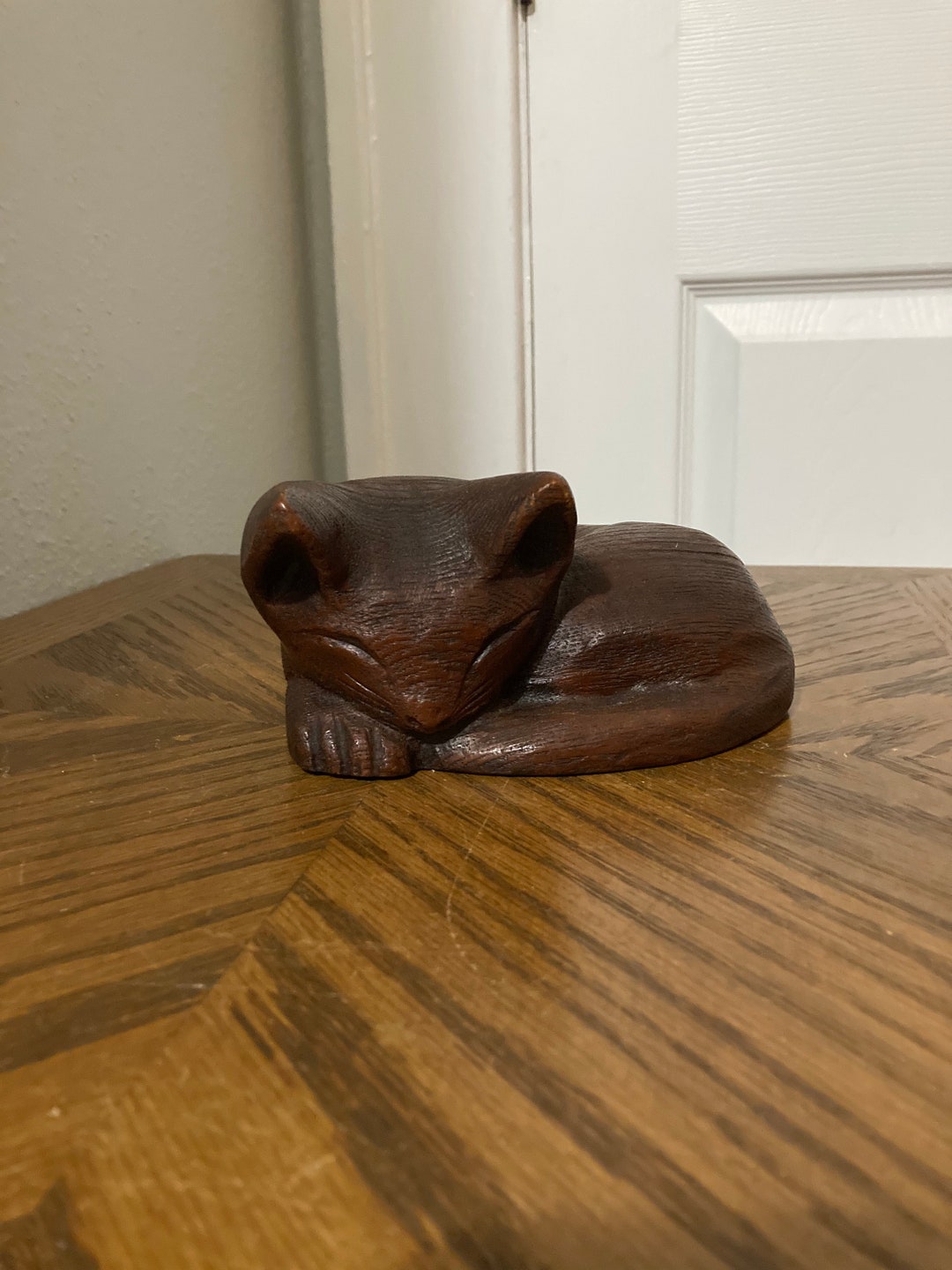 Wooden Cat, Vintage Cat Figure, Hand Carved Wooden Cat, Rustic Cat ...