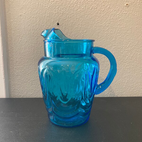 Mid Century Glass Water Pitcher - Etsy