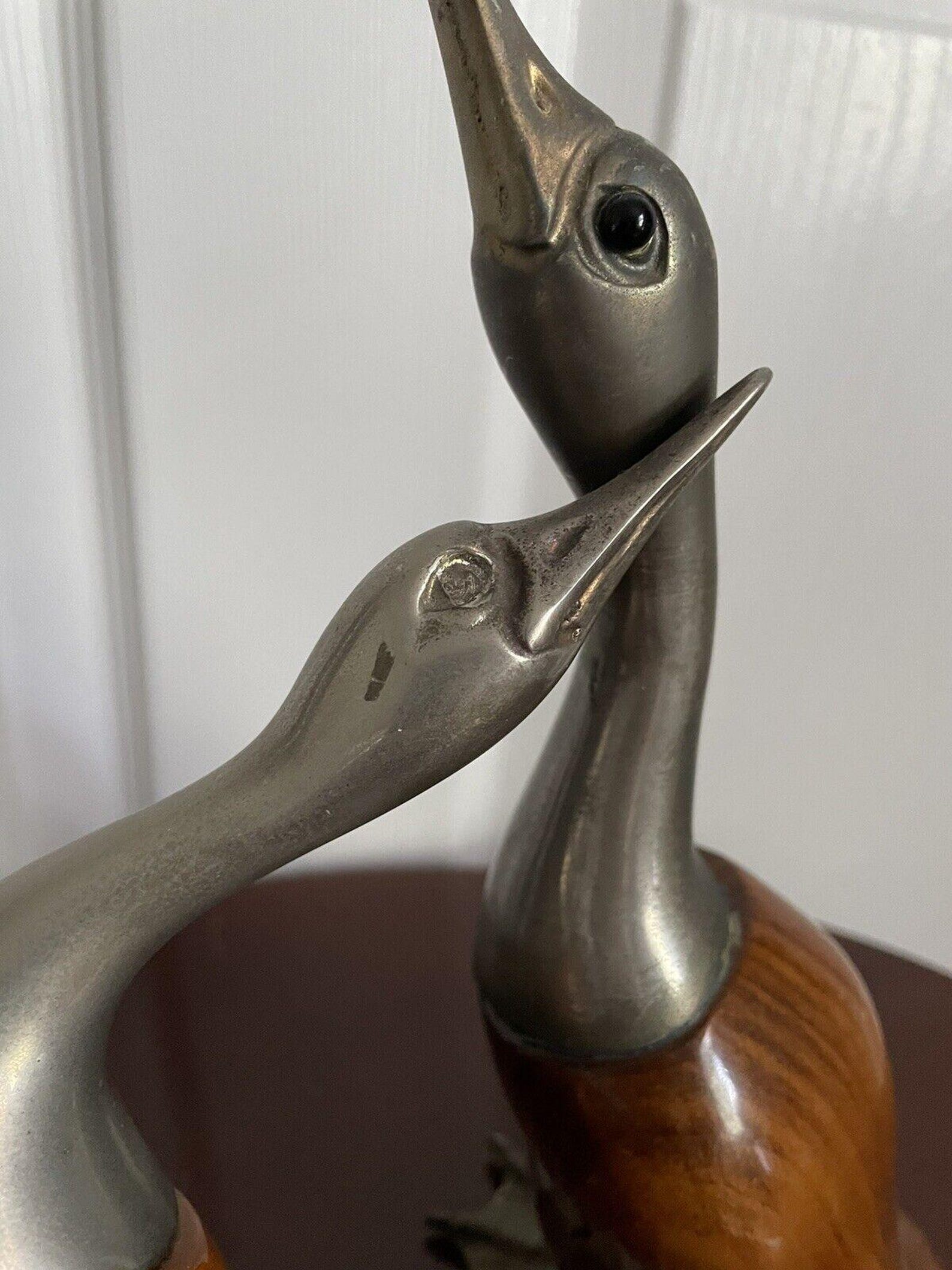 De Stijl Firenze Italy 1970s Wood Silvered Metal Bird Sculpture Set If ...