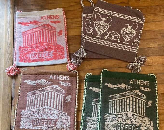 Vintage Greek Tote, Athens Greece, Greek Urn, Fabric Bag, Shopping Bag ...
