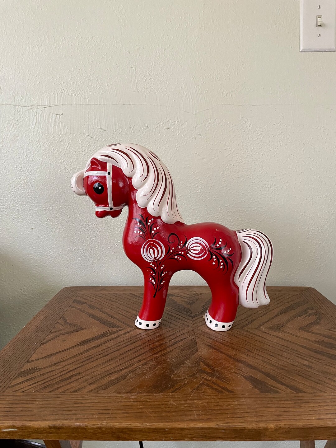 Vintage Red Folk Art Horse, Russian Folk Art, Paper Mâché Horse, Horse ...