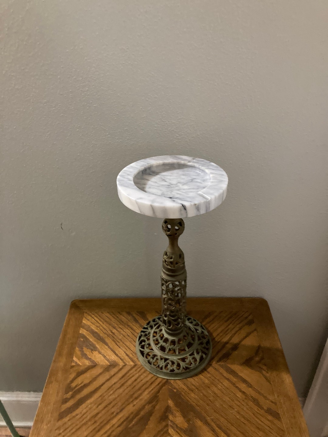 Vintage Brass and Marble Ashtray, Brass and Marble Ashtray, Marbled ...