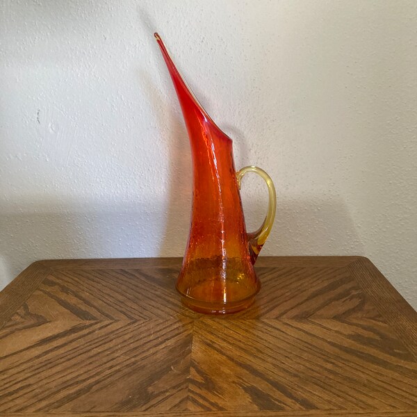 Orange Glass Pitcher - Etsy