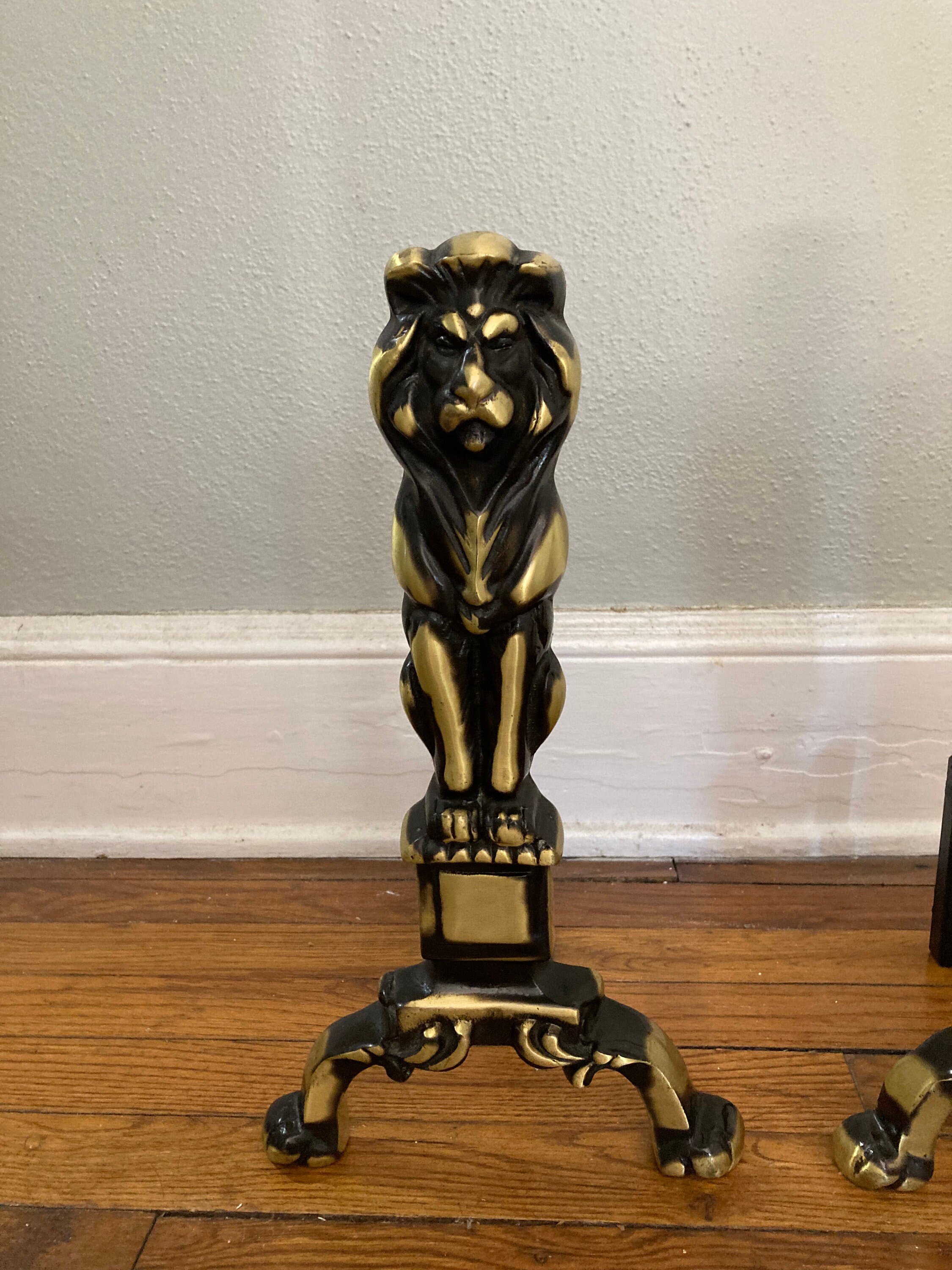 Brass Lion Andirons Regal Lion Andirons Set of 2 - Etsy