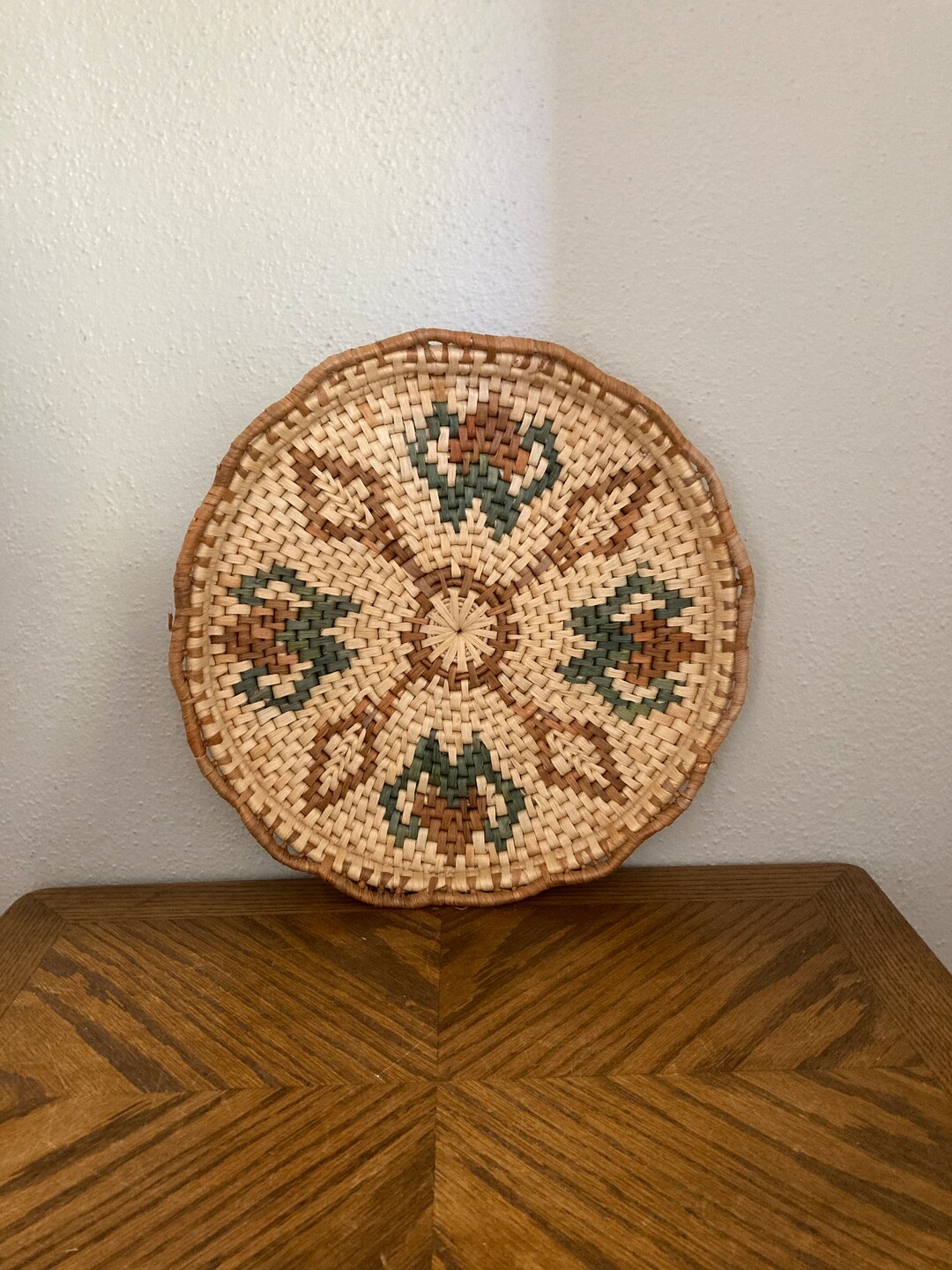 Large Round Woven Basket, Wicker Basket, Wicker Decor, Tiki Decor ...