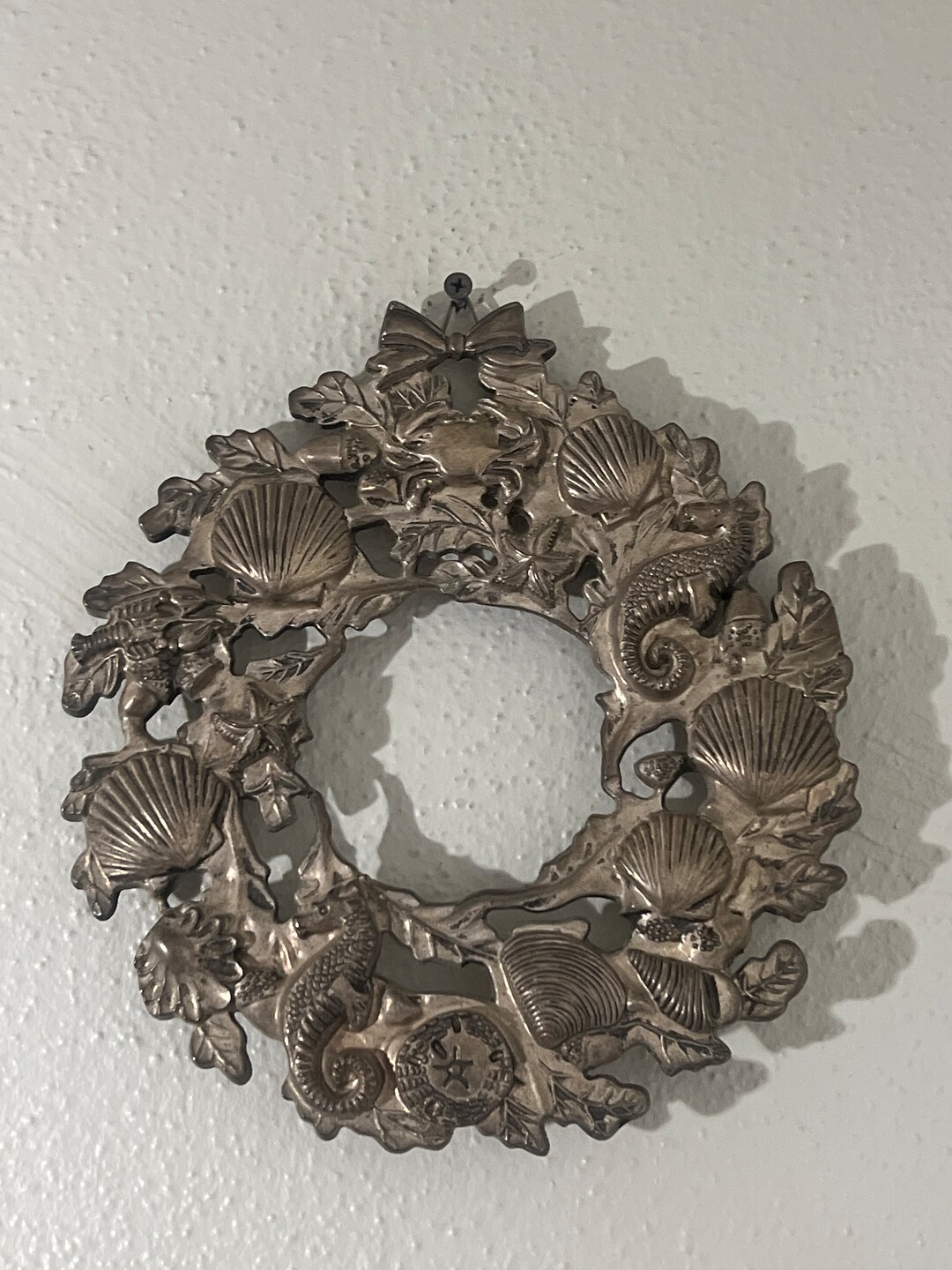 Vintage Metal Seashell Wreath Wall Hanging and Trivet - Etsy