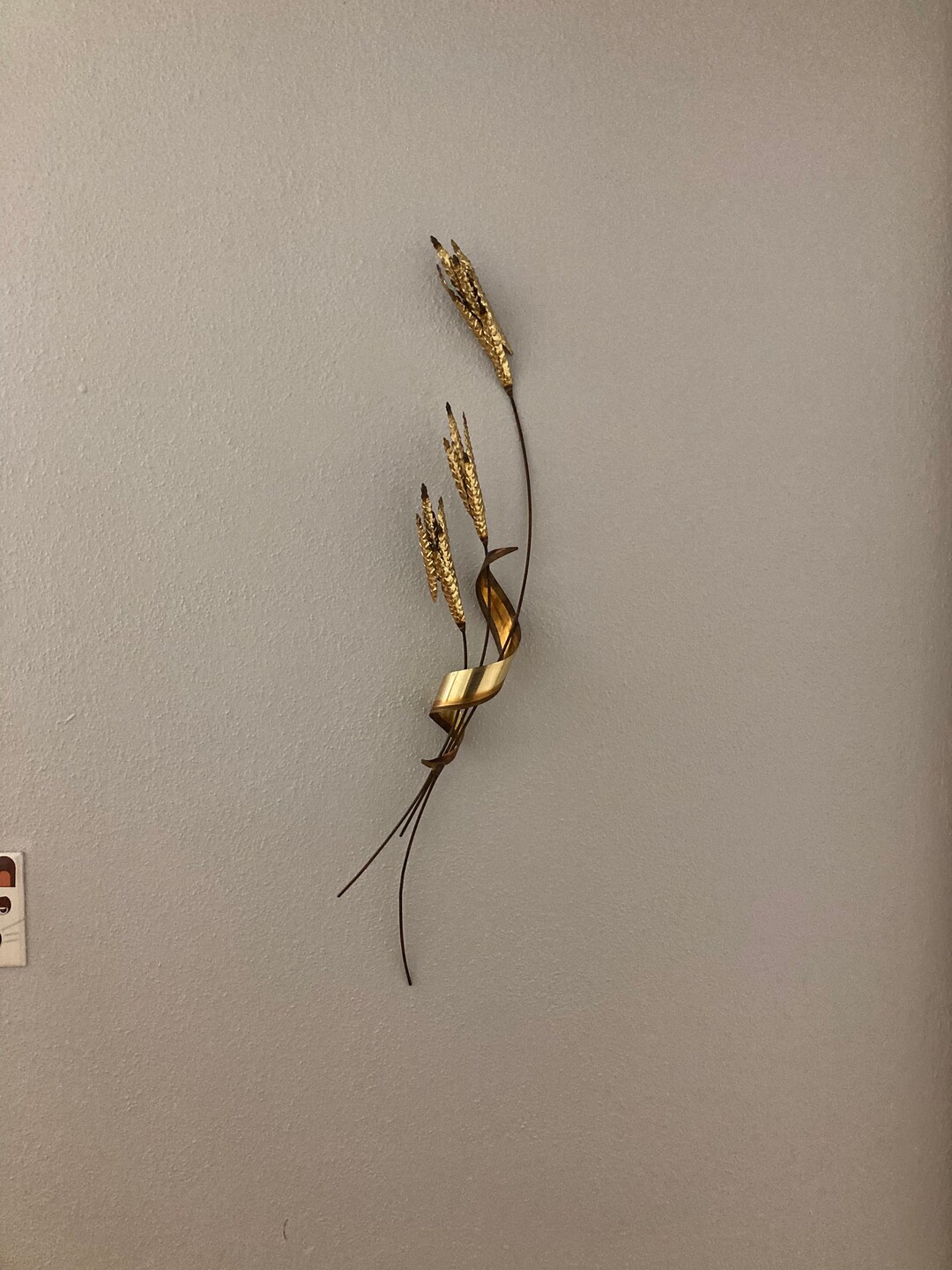 Metal Wheat Wall Sculpture, Brass Wall Decor, Wheat, Mid Century Wall ...
