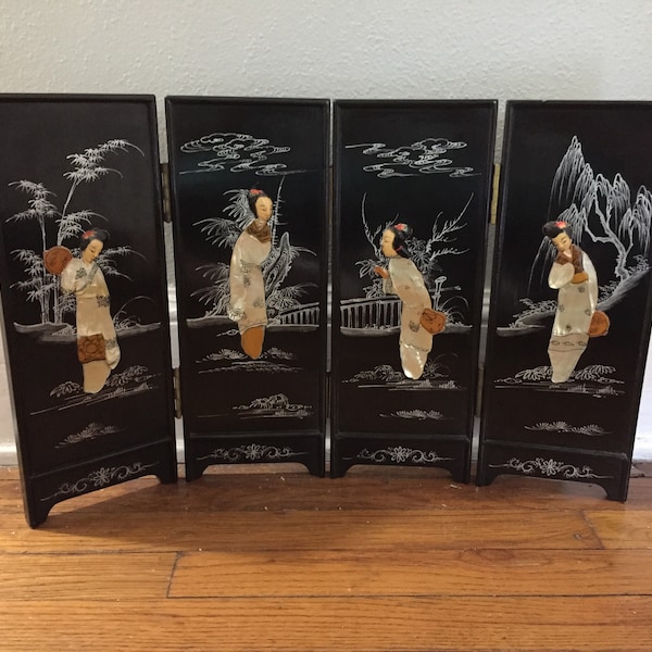 Small Asian Tabletop Screen - Etsy