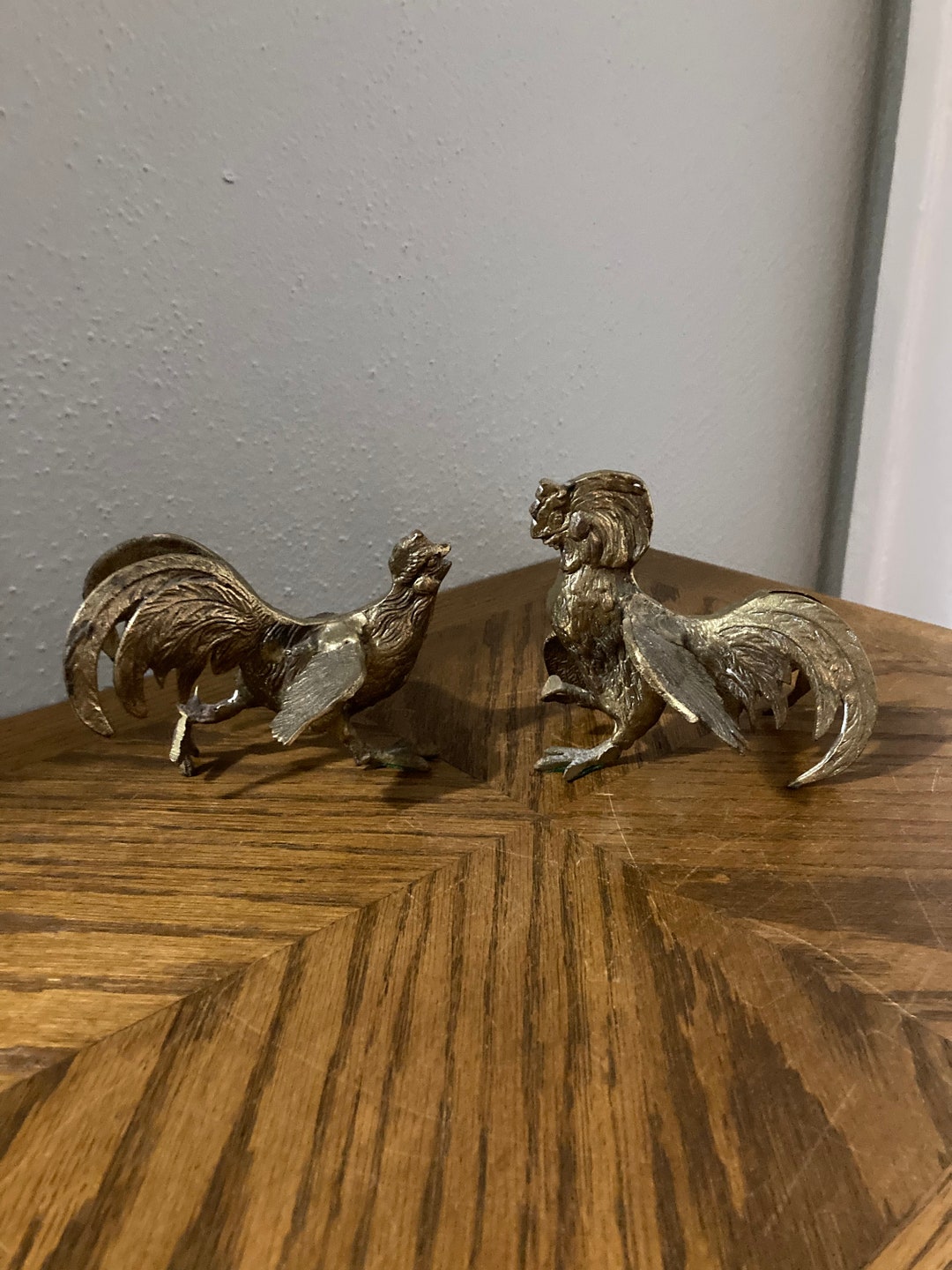 Brass Roosters, Set of 2 Roosters, Fighting Roosters, Cock Fight, Brass ...