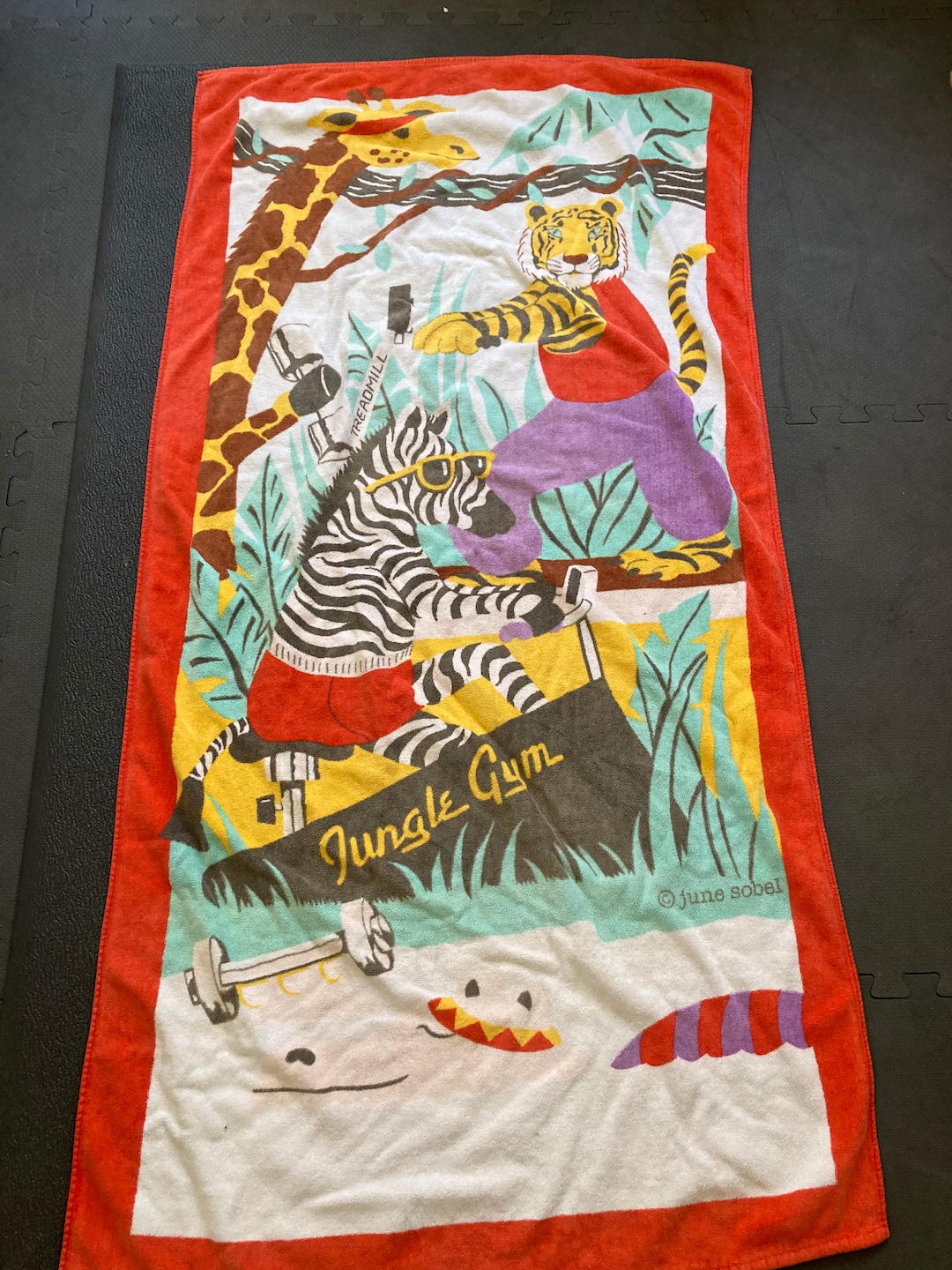 Vintage Jungle Gym June Sobel Beach Towel, Zebra, Giraffe, Tiger - Etsy