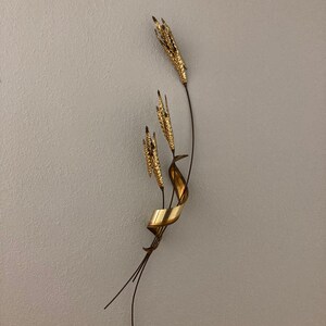 Metal Wheat Wall Sculpture, Brass Wall Decor, Wheat, Mid Century Wall ...