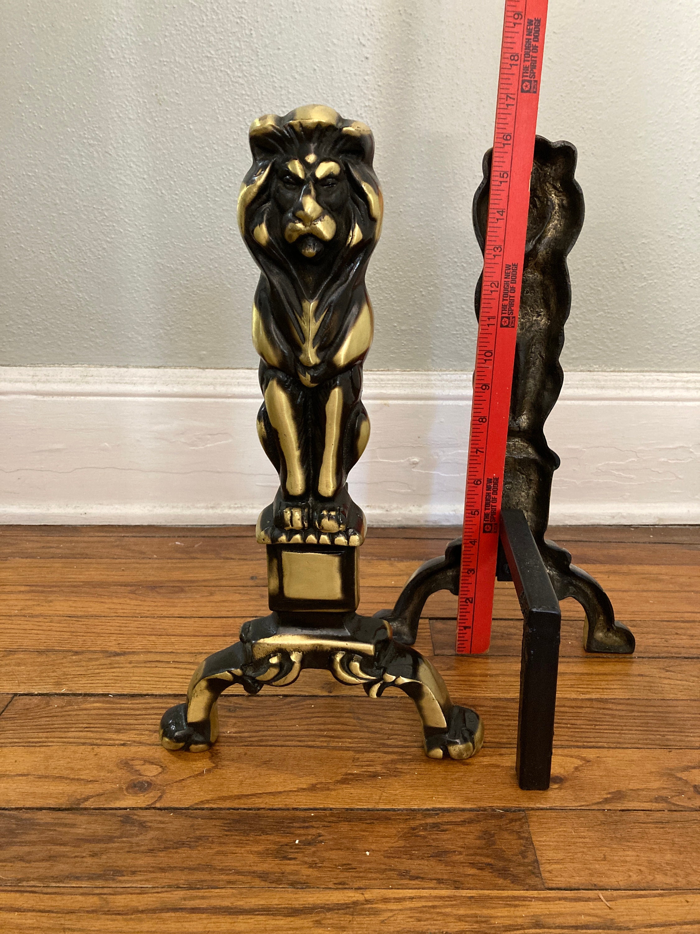 Brass Lion Andirons Regal Lion Andirons Set of 2 - Etsy