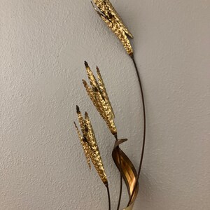 Metal Wheat Wall Sculpture, Brass Wall Decor, Wheat, Mid Century Wall ...