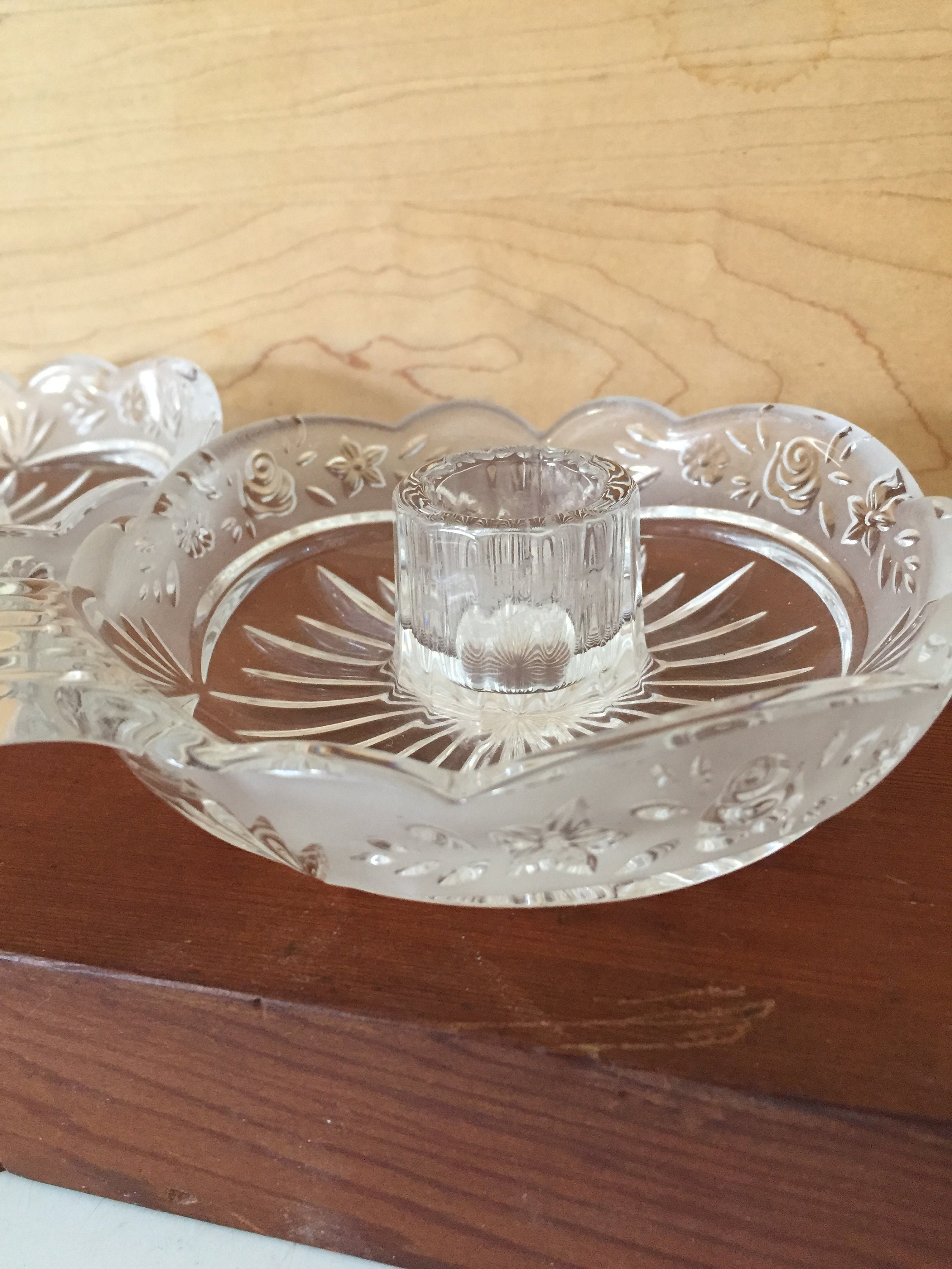 Vintage Glass Candlesticks Glass Chambersticks Hand Held - Etsy