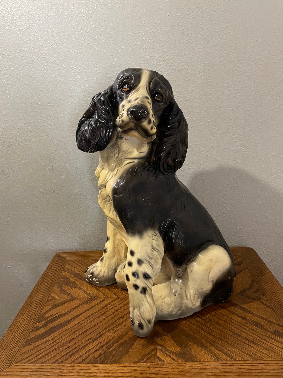 Vintage Cocker Spaniel Statue, Large Realistic Spaniel, Chalkware ...