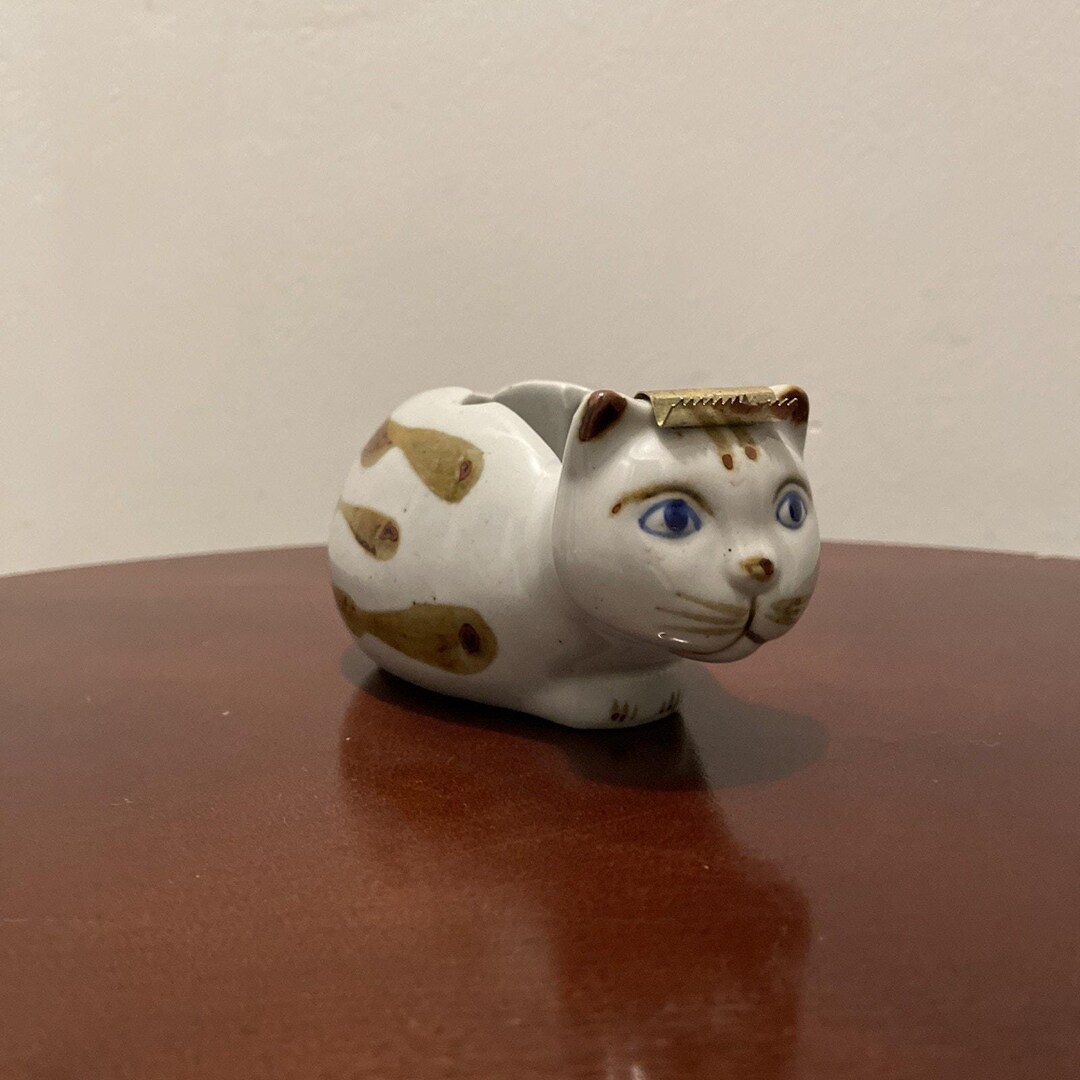 Vintage Kitschy Cat Tape Dispenser Stoneware Kitty Desktop Office - Etsy
