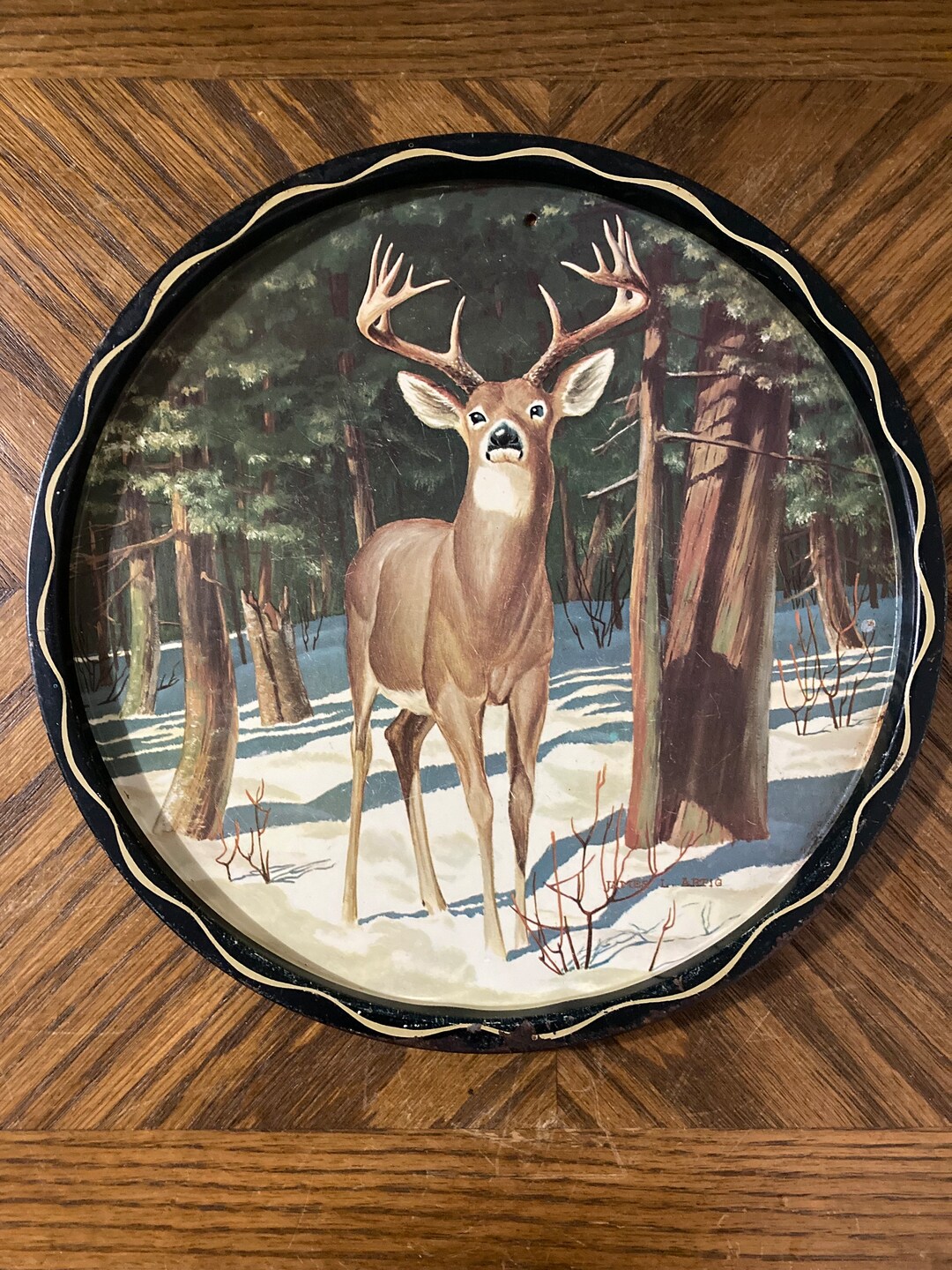 Vintage Deer Buck Tray, 11 Inch Metal Tray - Etsy