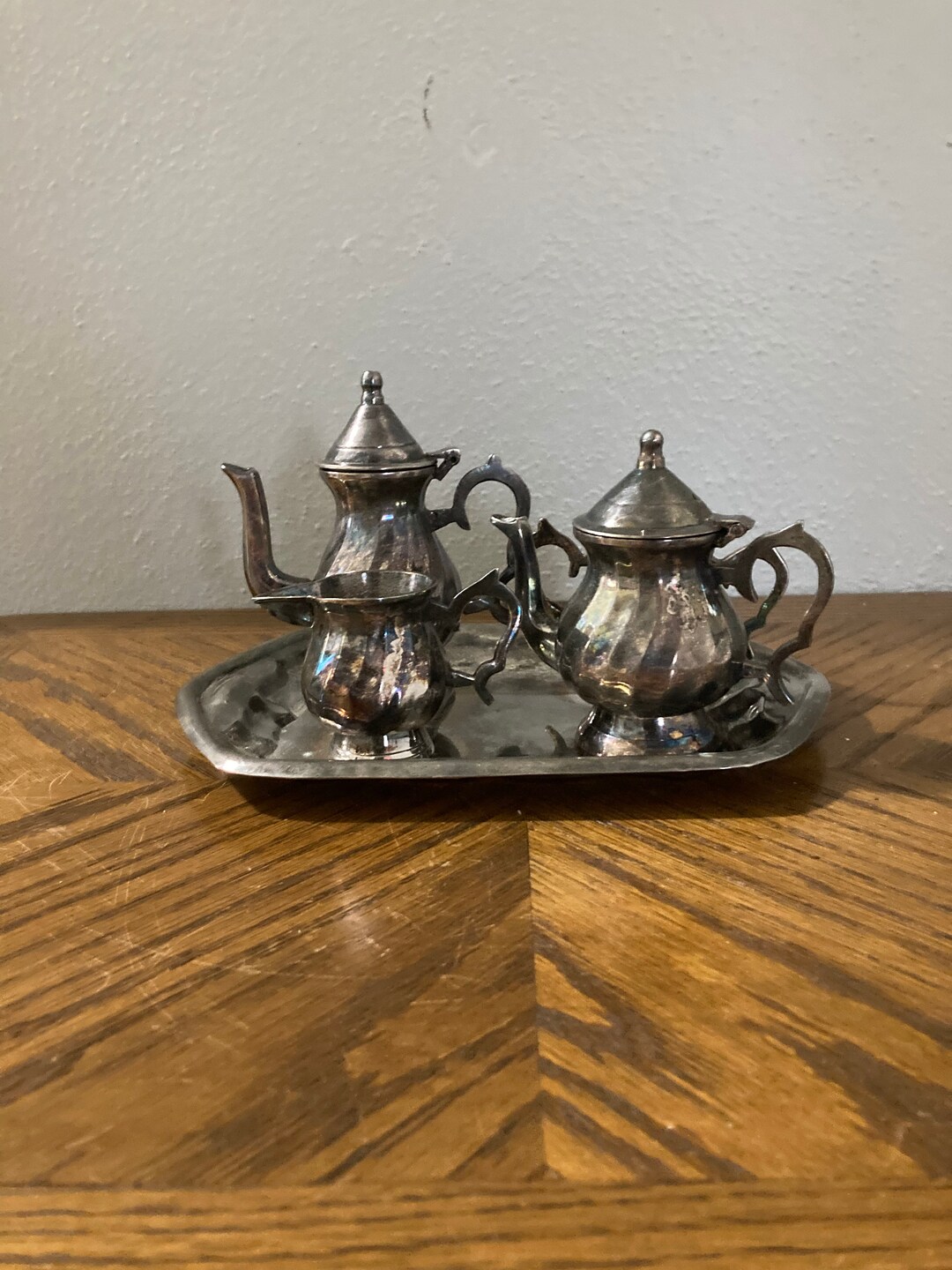 Silver Plate Miniature Tea Set, Department 56 Tea Set, Vintage Tea Set ...