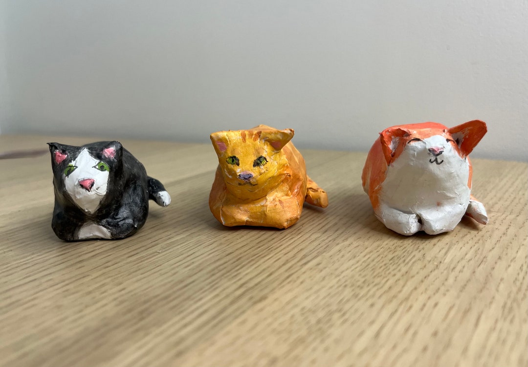 Handmade Paper Mache Cats - Etsy