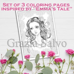 Set of 3 Printable Coloring Pages Inspired by Emma's Tale Coloring Book ...